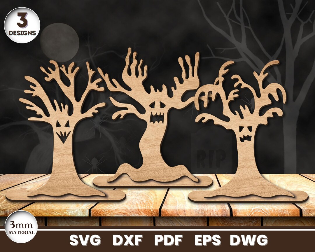 Haunted Halloween Trees Laser Cut, SVG File for Glowforge, Halloween ...