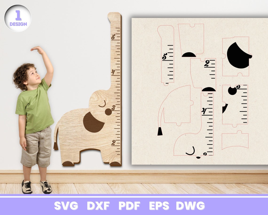 Animals Height Chart Rulers, SVG Bundle for Glowforge, Children's Room ...