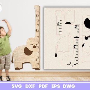 Animals Height Chart Rulers, SVG Bundle for Glowforge, Children's Room ...