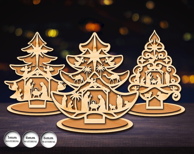 Nativity Christmas Tree Decor Laser Cut Svg, Nativity Stand Svg ...