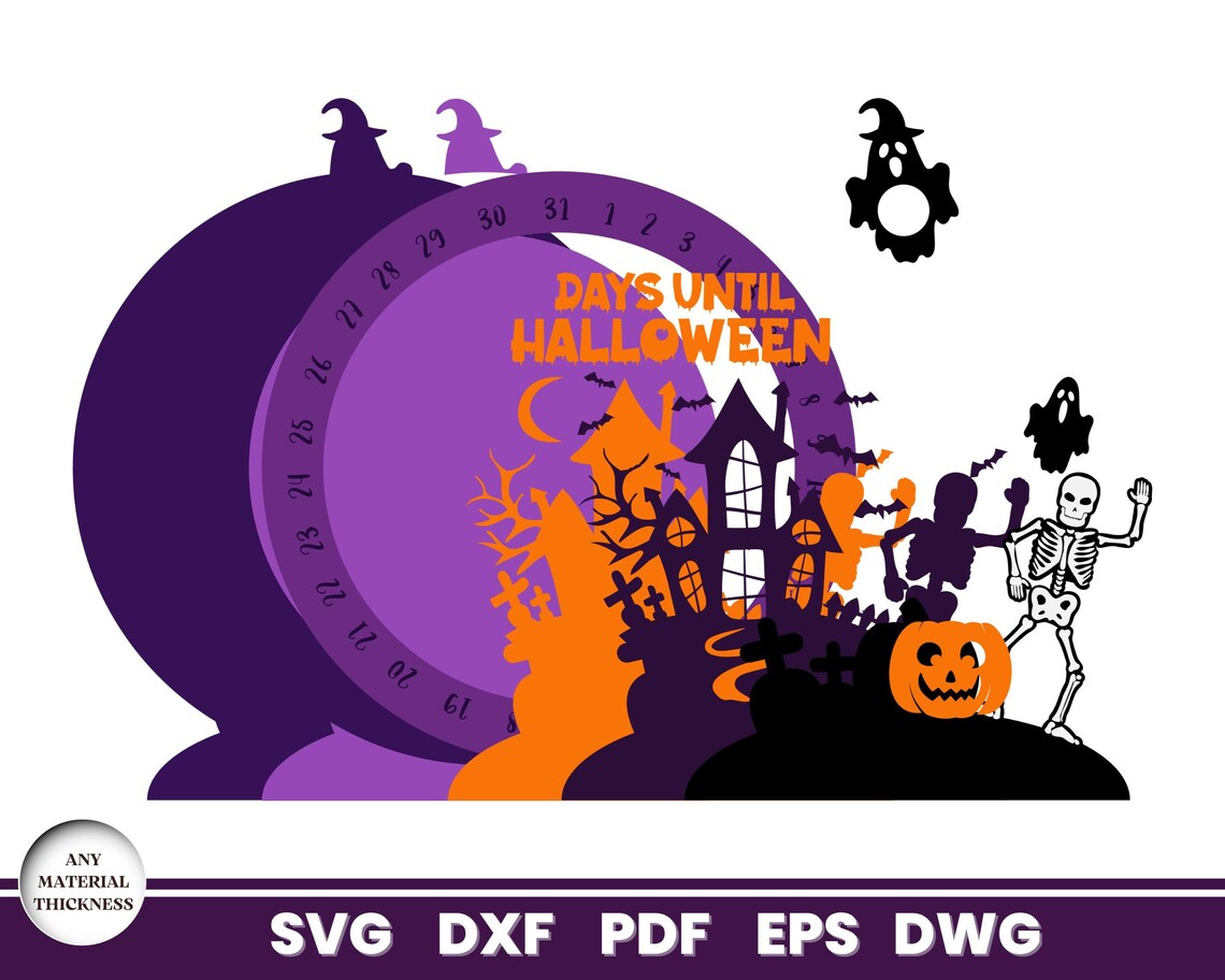 Halloween Countdown Laser Cut, SVG File for Glowforge, Countdown ...
