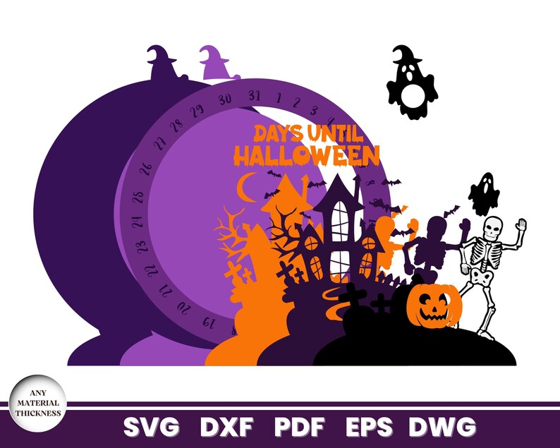 Halloween Countdown Laser Cut, SVG File for Glowforge, Countdown ...