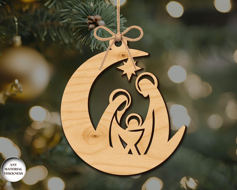 Nativity Moon Ornament Bundle, Nativity Night Laser Cut, Christmas ...