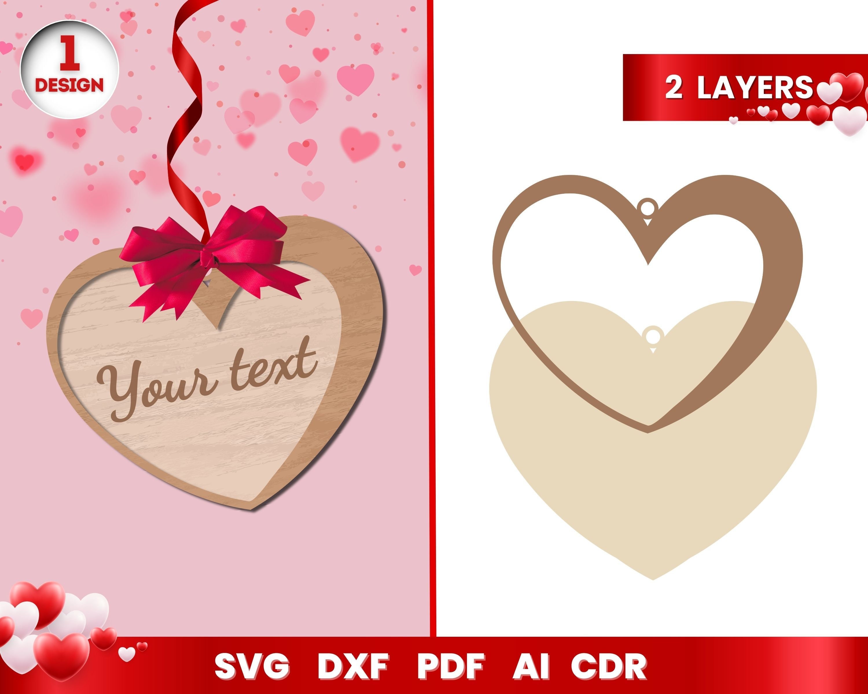 Valentines Heart Gift Tags Laser Cut, SVG Bundle for Glowforge ...