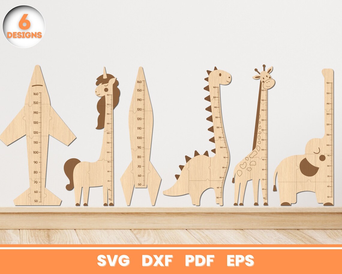 Animals Height Charts Bundle, SVG Bundle for Glowforge, Children's Room ...