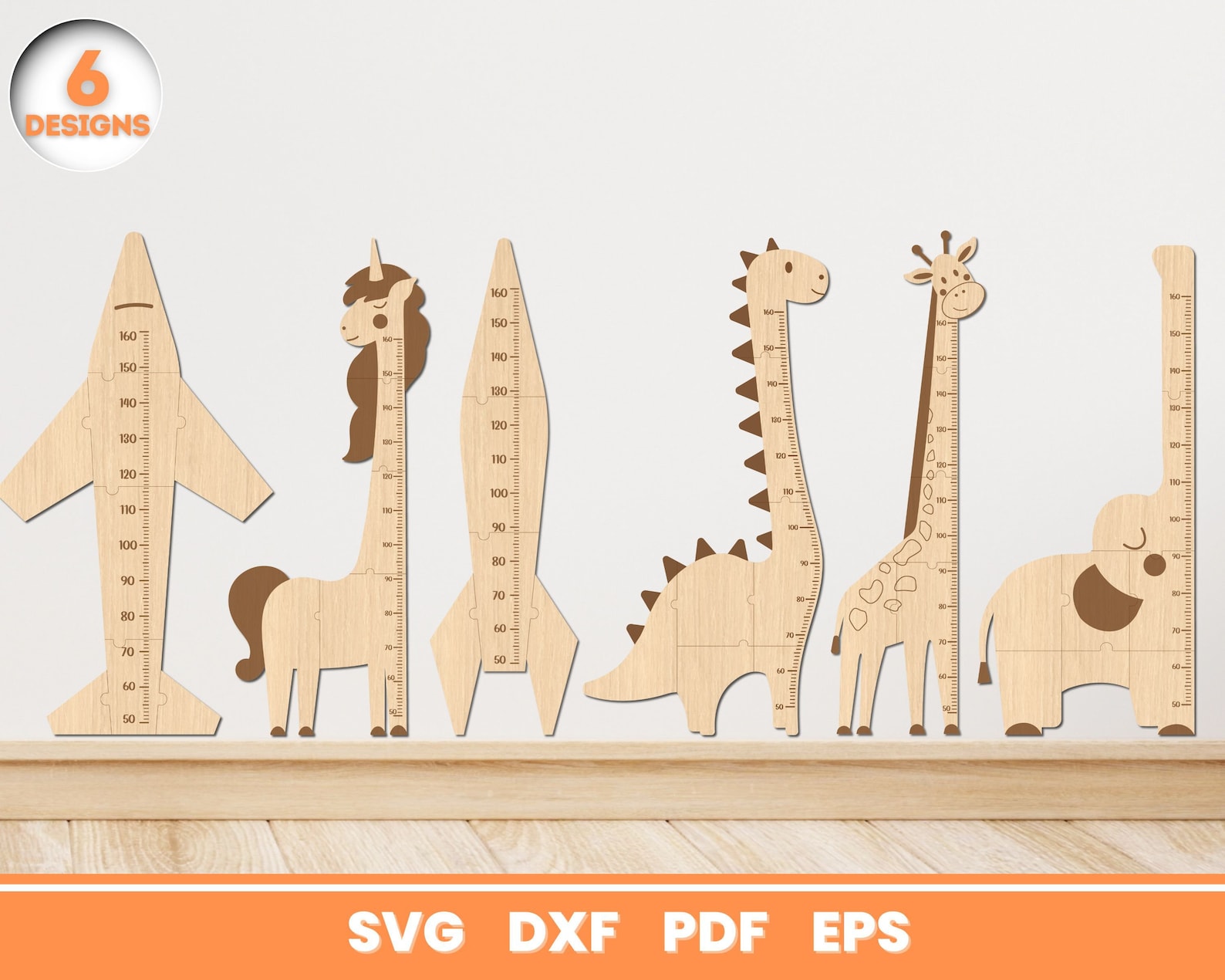 Animals Height Charts Bundle, SVG Bundle for Glowforge, Children's Room ...