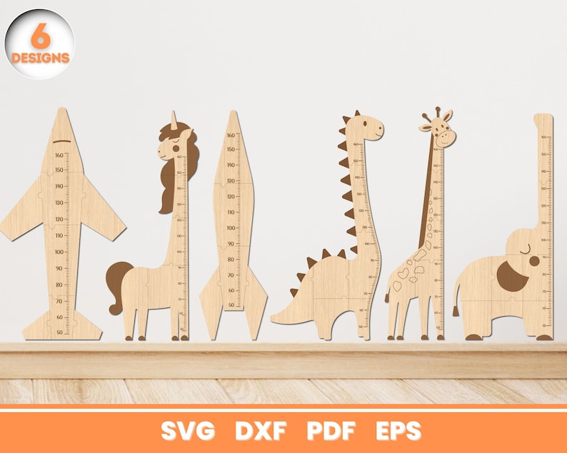 Animals Height Charts Bundle, SVG Bundle for Glowforge, Children's Room ...