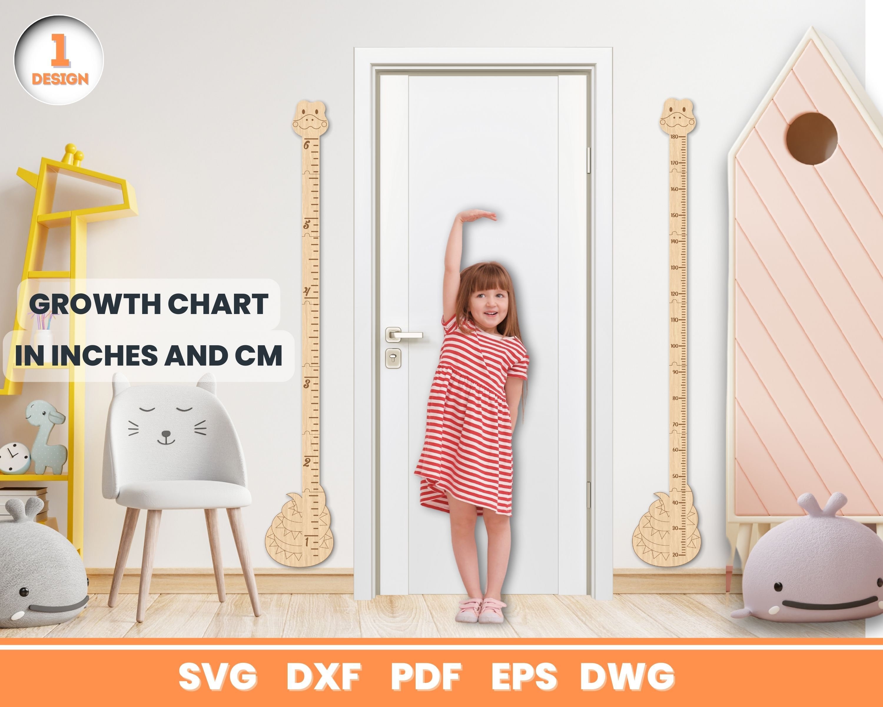 Snake Height Chart Laser Cut, SVG File for Glowforge, Children's Room ...