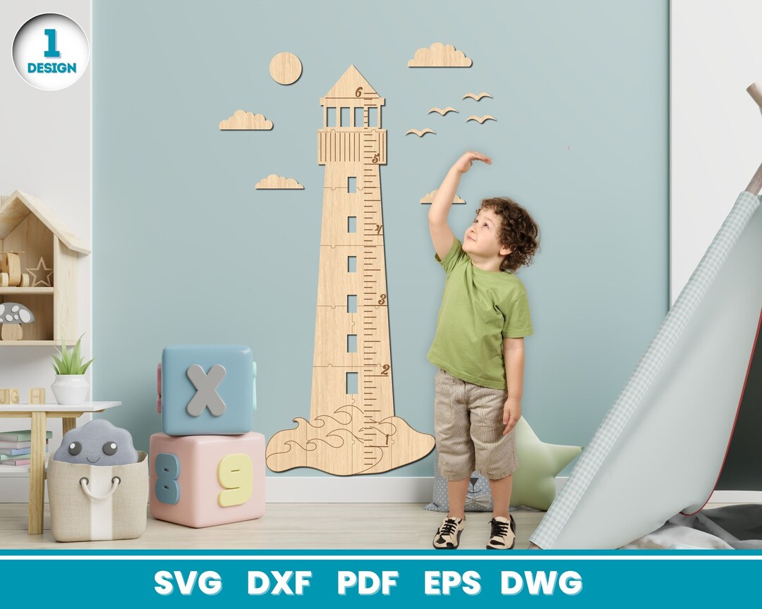 Lighthouse Height Chart Laser Cut, SVG File for Glowforge, Children's ...