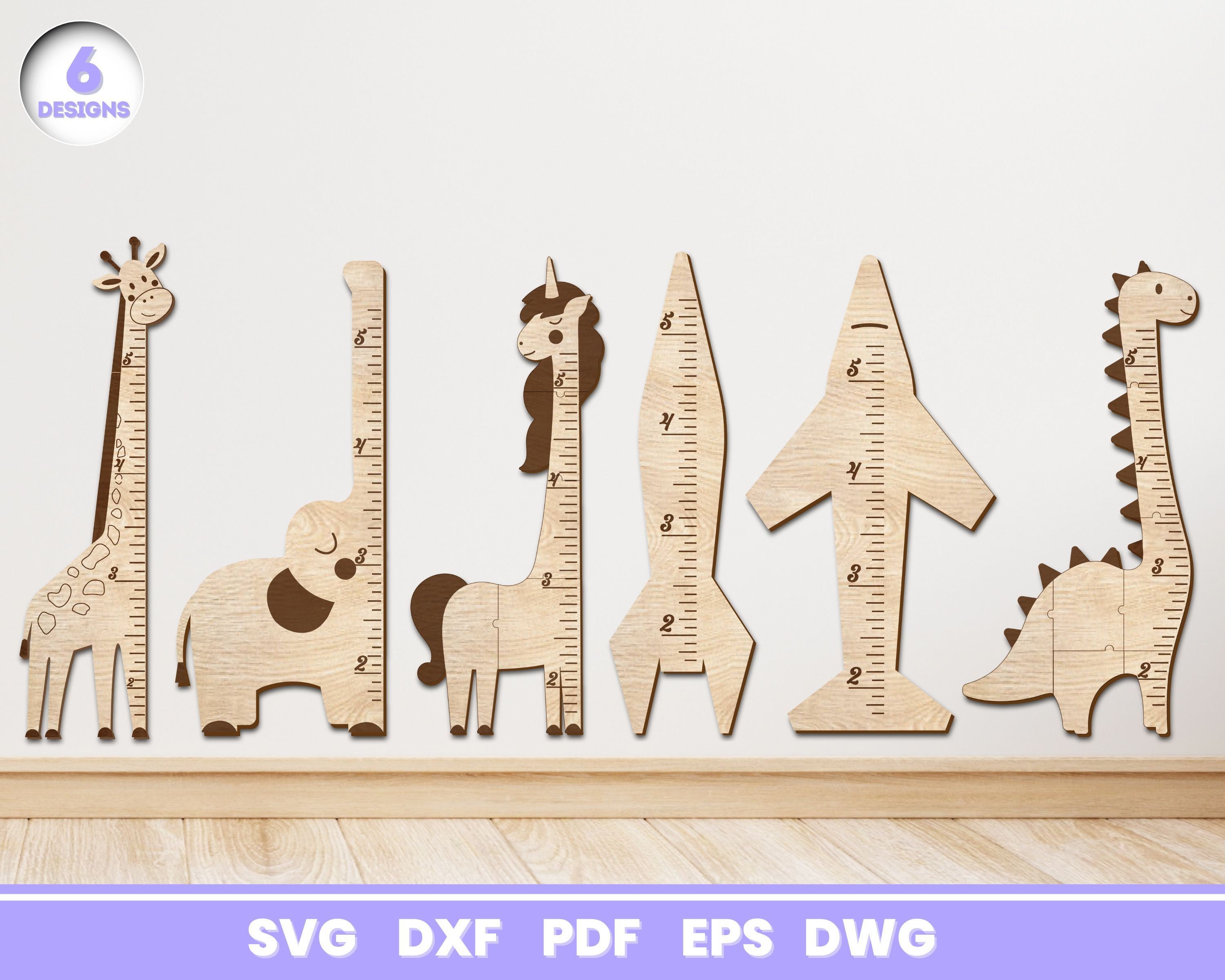 Animals Height Chart Rulers, SVG Bundle for Glowforge, Children's Room ...
