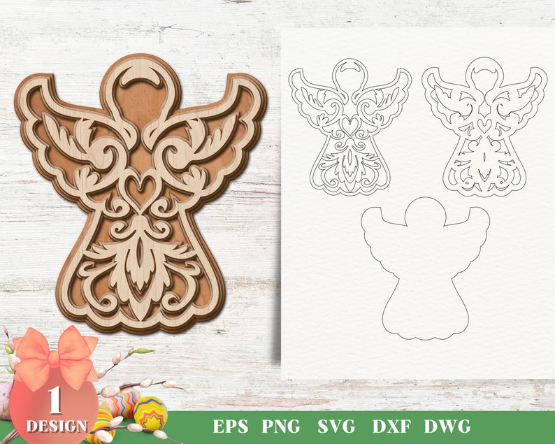3D Angels Laser Cut Files, SVG Bundle for Glowforge, Christmas, Layered ...