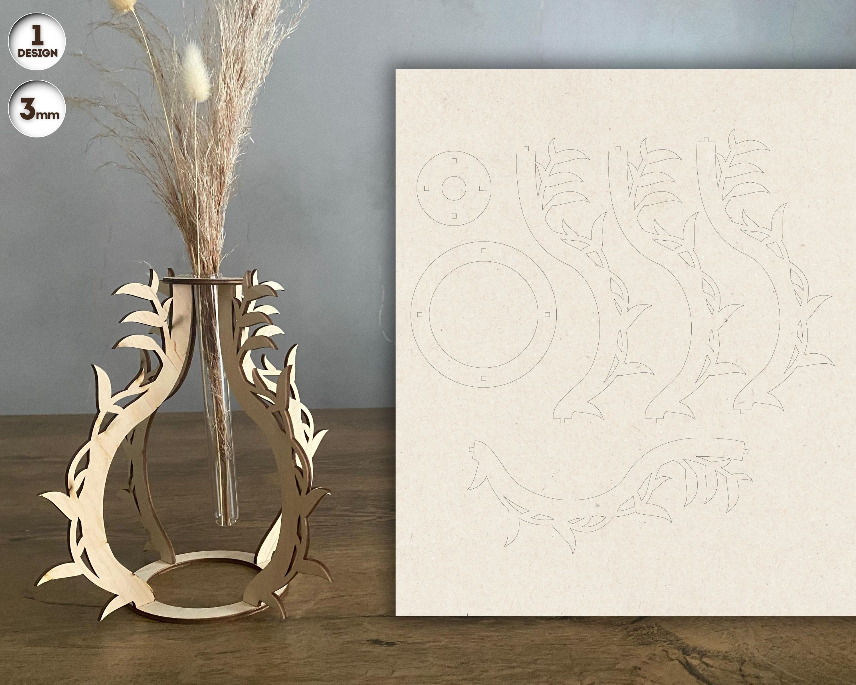 Glass Tube Floral Vases Laser Cut, Home Decoration, SVG Files for ...