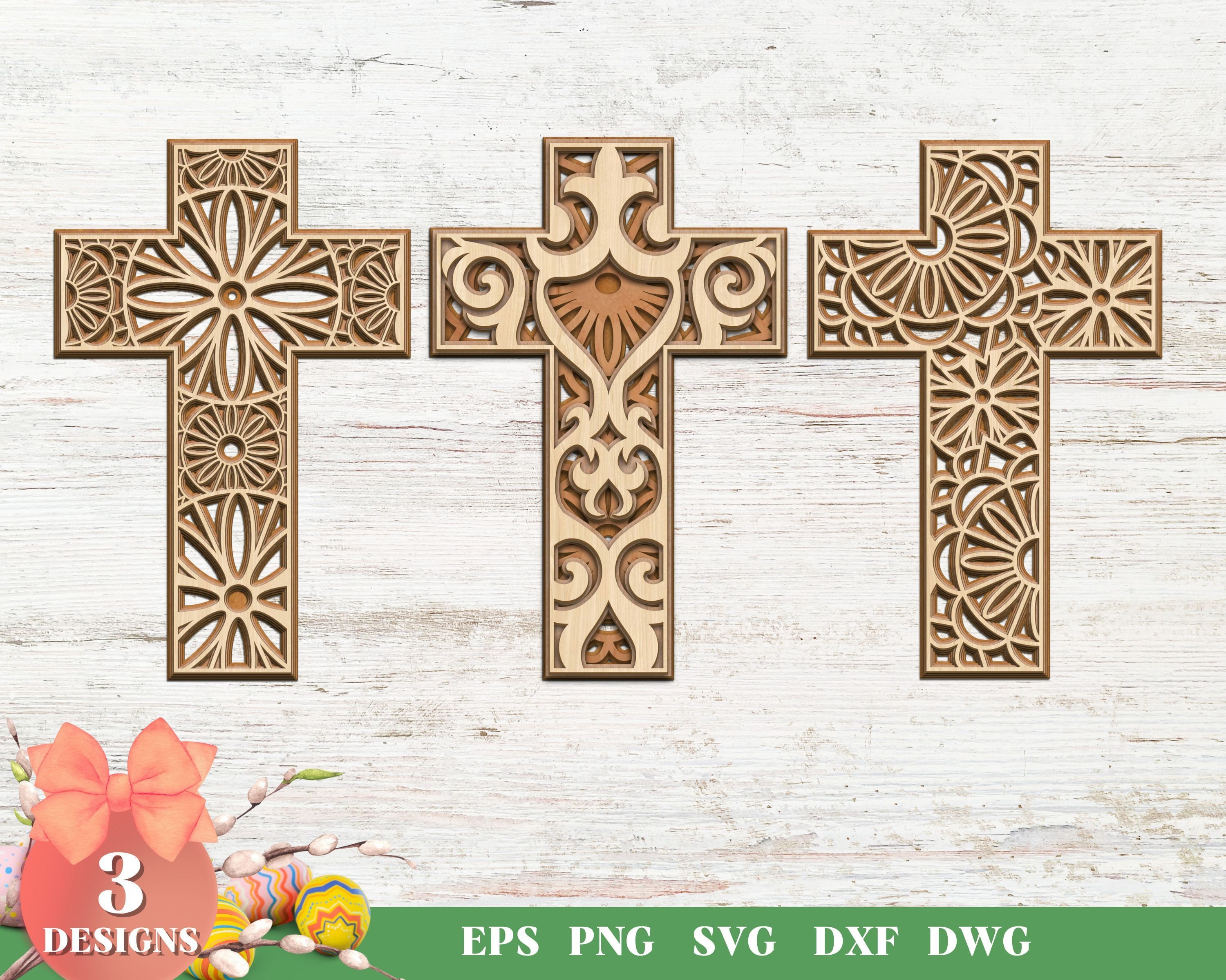 Cross Laser Cut, SVG Bundle for Glowforge, Easter, Layered, Cricut ...