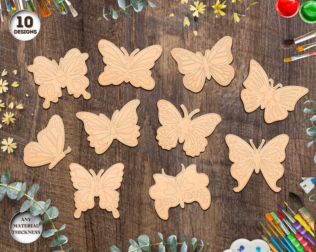 Butterflies Laser Cut Bundle, Wooden Butterfly, Butterfly Cut File ...