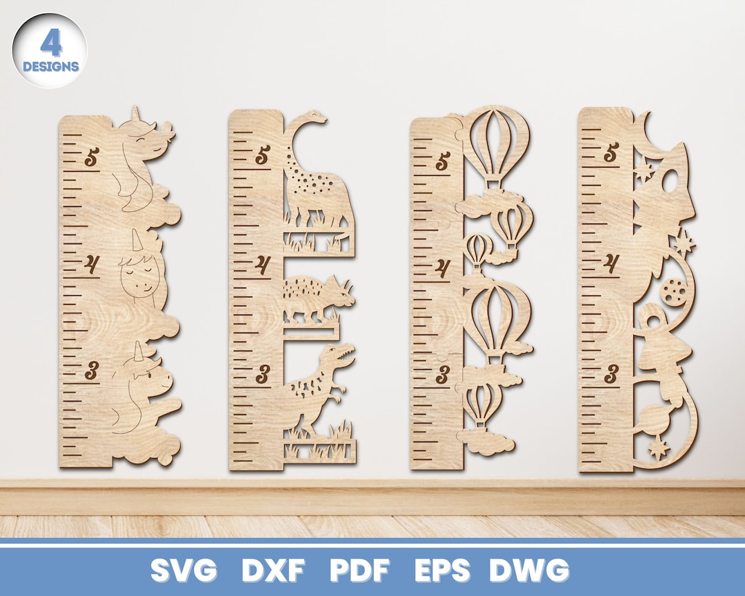 Growth Chart Rulers Bundle, SVG Bundle for Glowforge, Children's Room ...