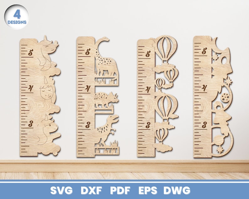 Growth Chart Rulers Bundle, SVG Bundle for Glowforge, Children's Room ...