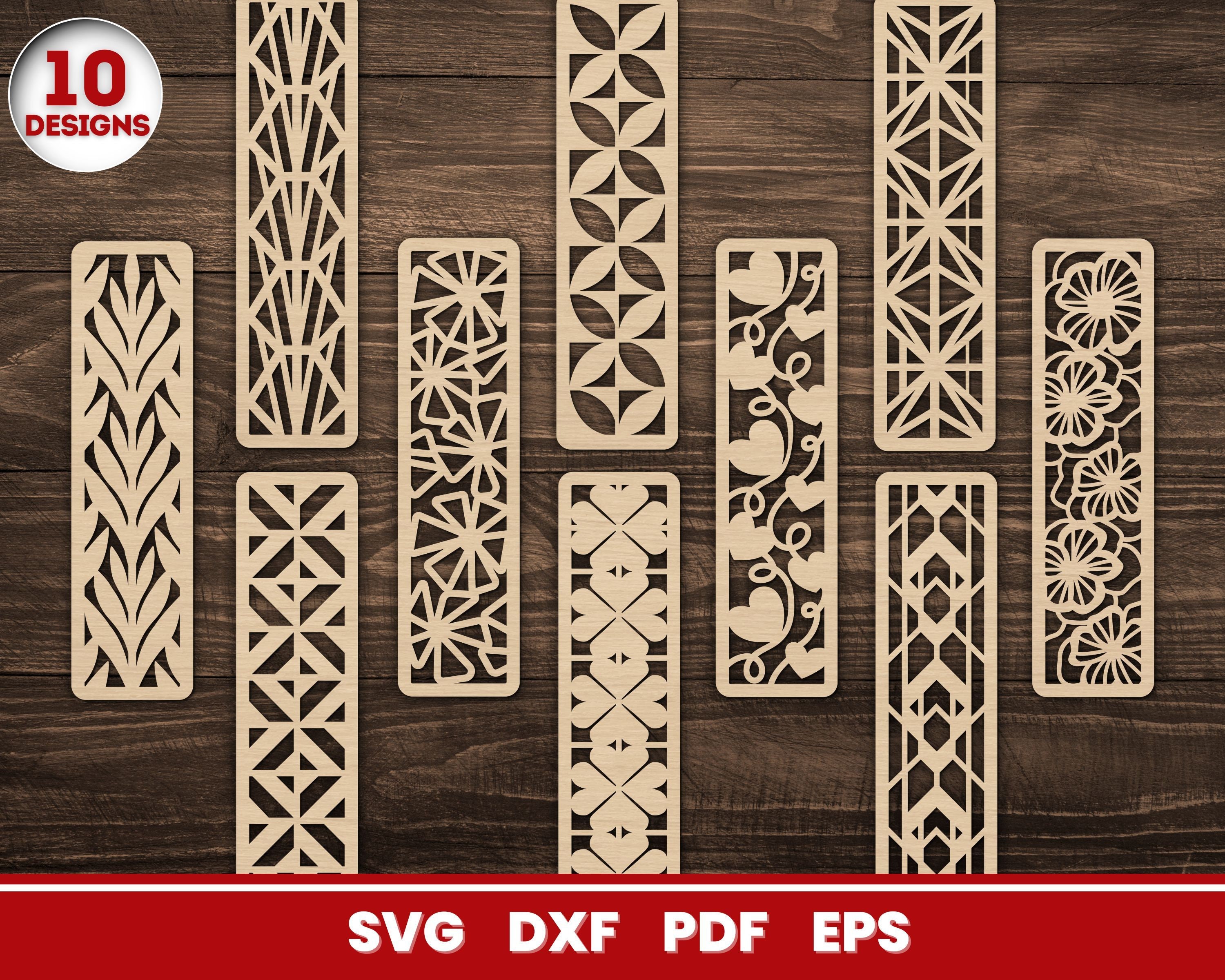 Geometric Bookmarks SVG Bundle, SVG Bundle for Glowforge, Bookmark ...