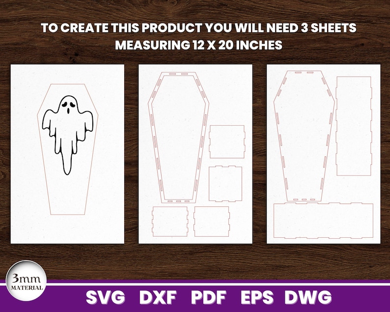Coffin Gift Box With Ghost Laser Cut, SVG File for Glowforge, Candy Box ...