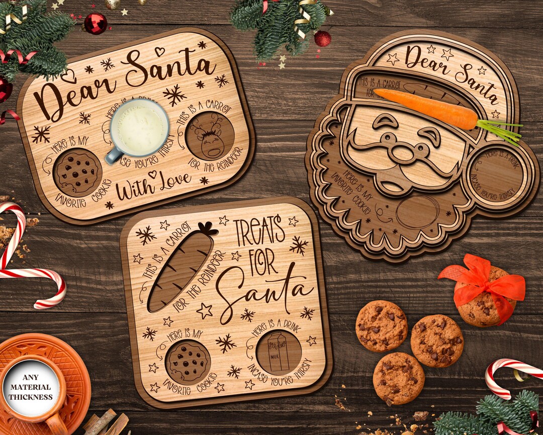 Christmas Santa Tray SVG Bundle, Christmas Laser Cut, Cutting Board ...