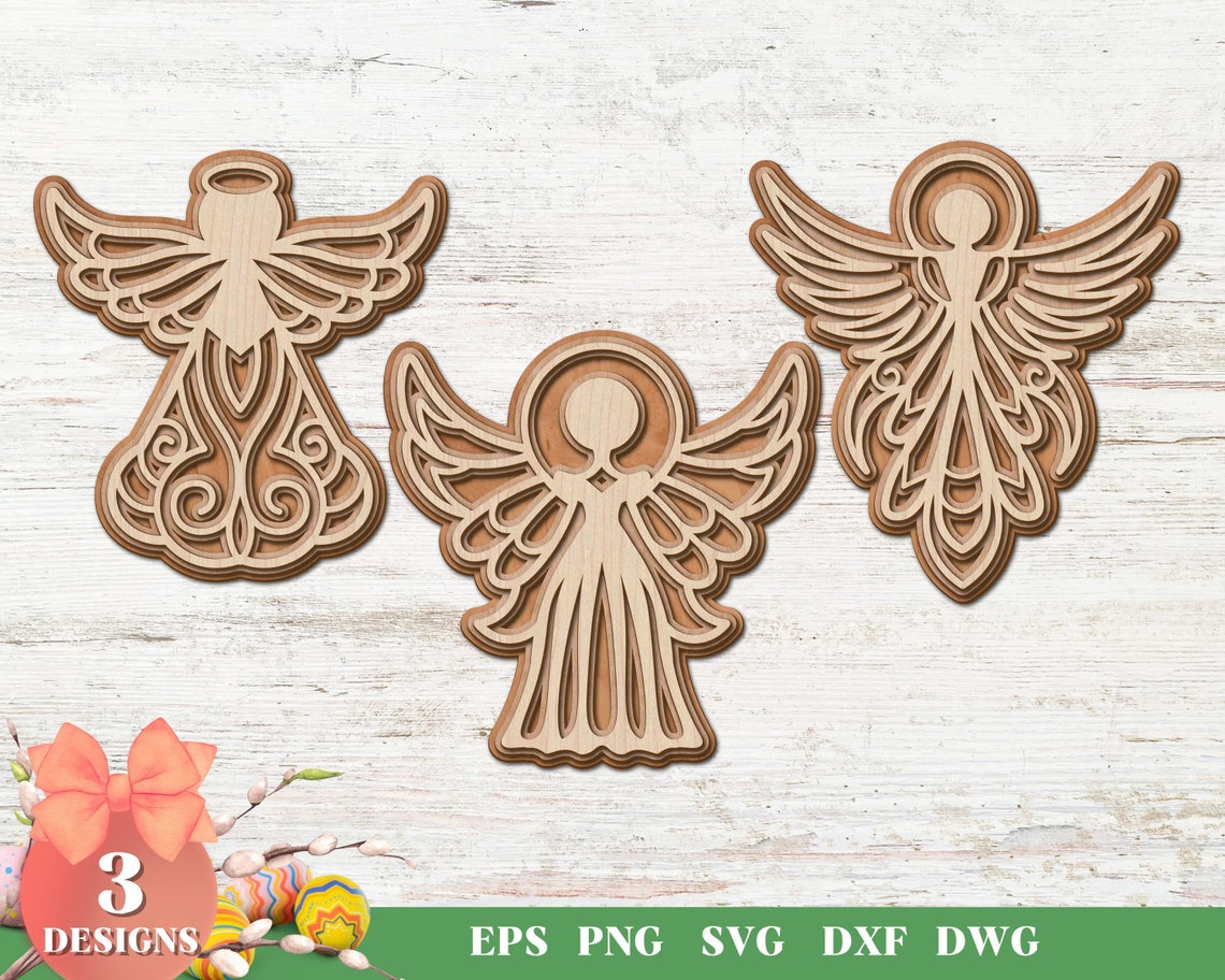 Christmas Angels Laser Cut Files, SVG Bundle for Glowforge, Christmas ...