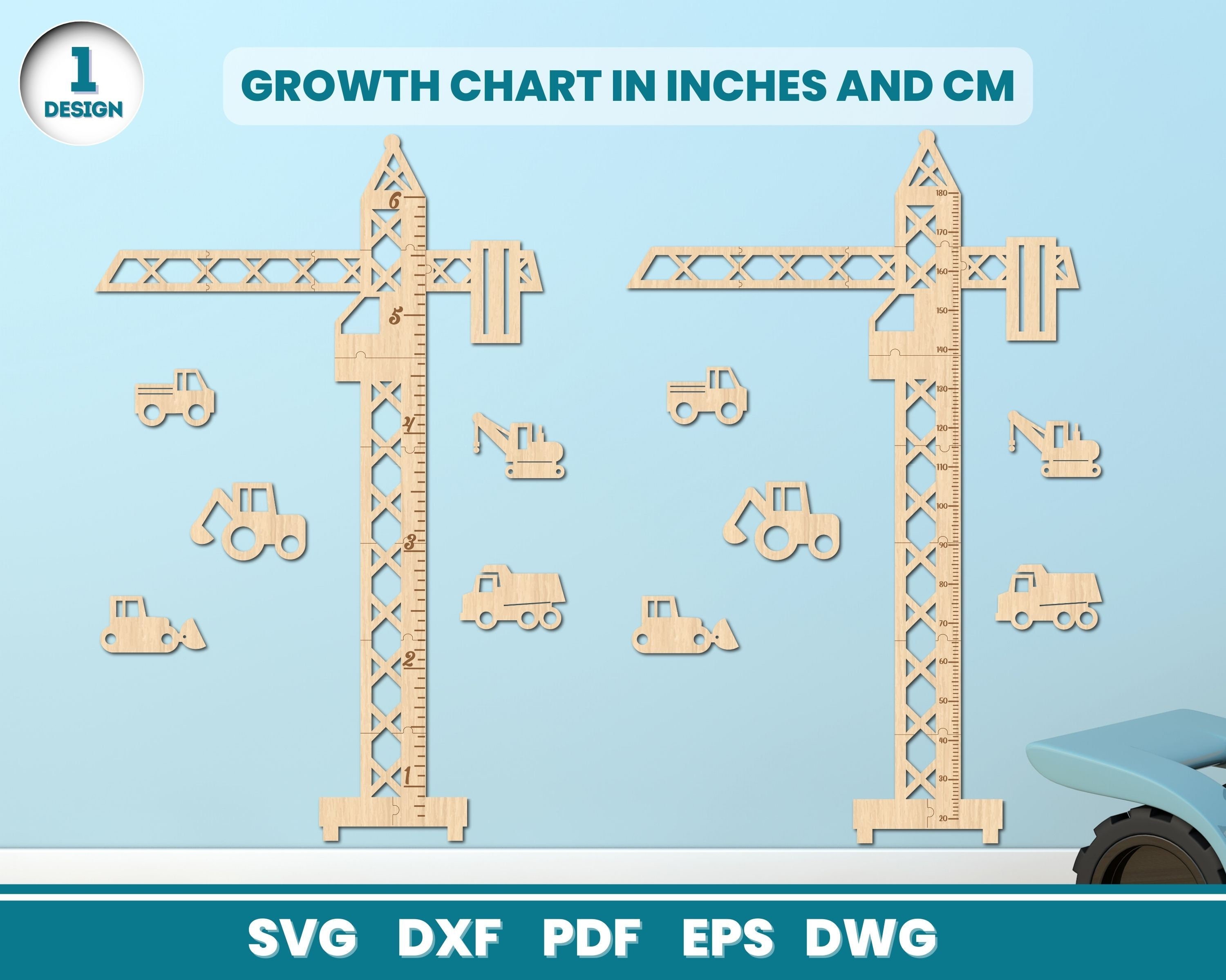Crane Growth Chart Laser Cut, SVG File for Glowforge, Children's Room ...