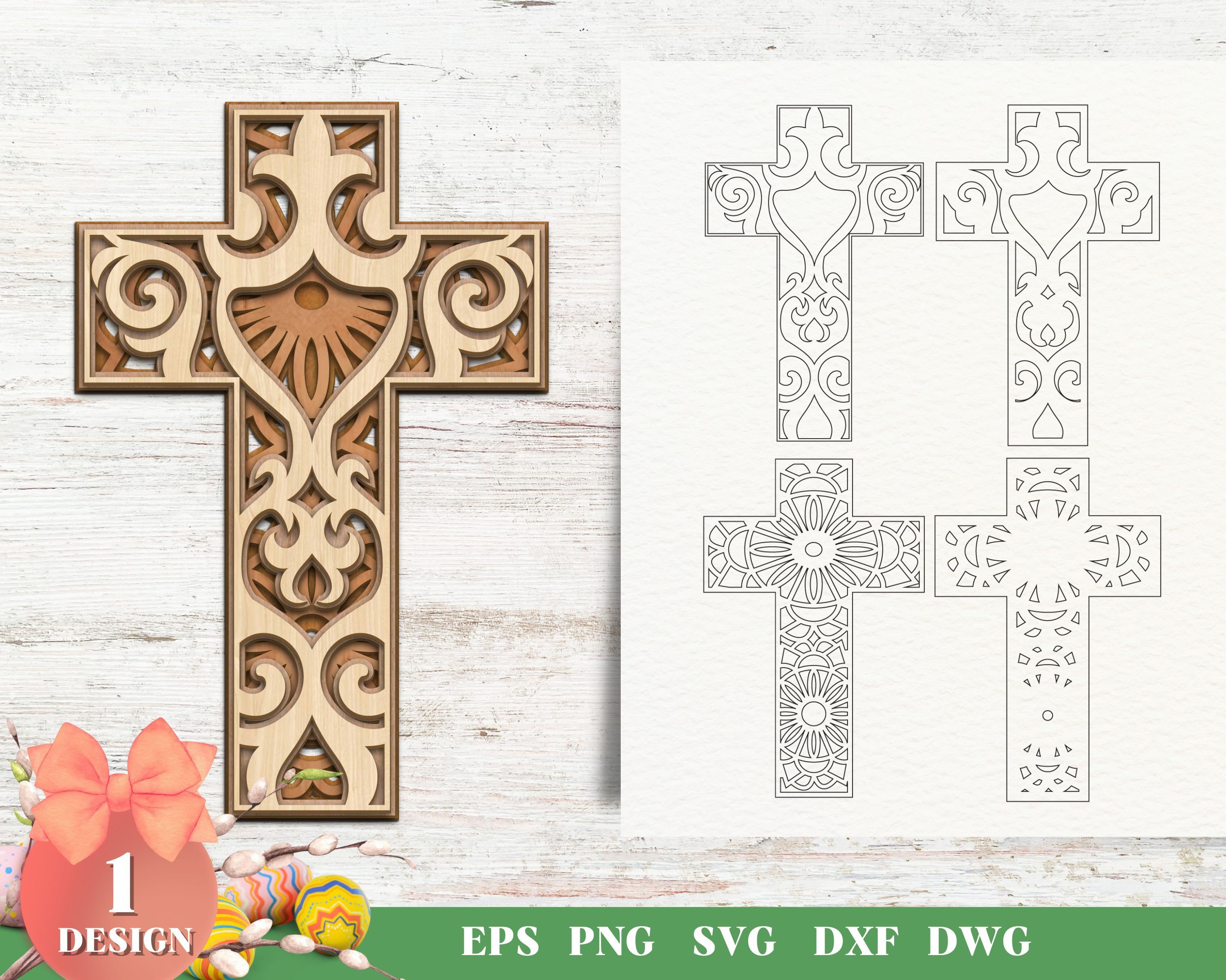 Cross Laser Cut, SVG Bundle for Glowforge, Easter, Layered, Cricut ...
