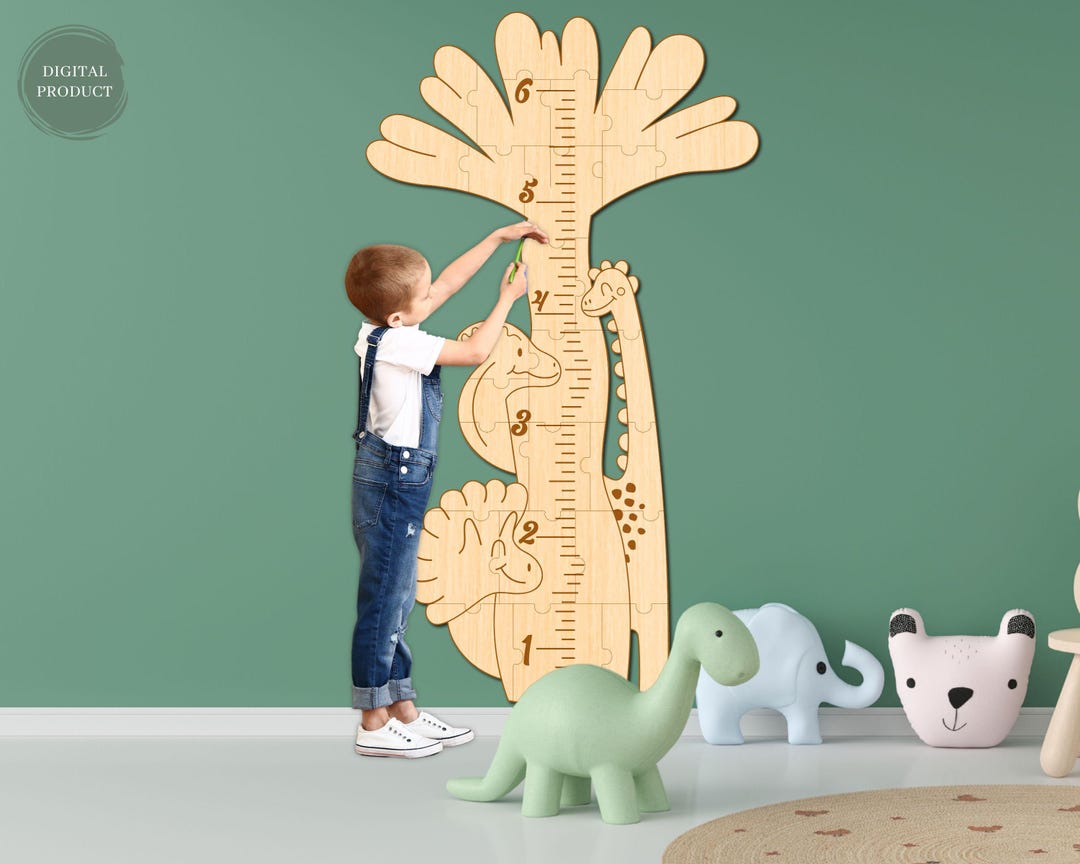 Dinosaurs Growth Chart Laser Cut, Nursery Growth Chart, Children Room ...