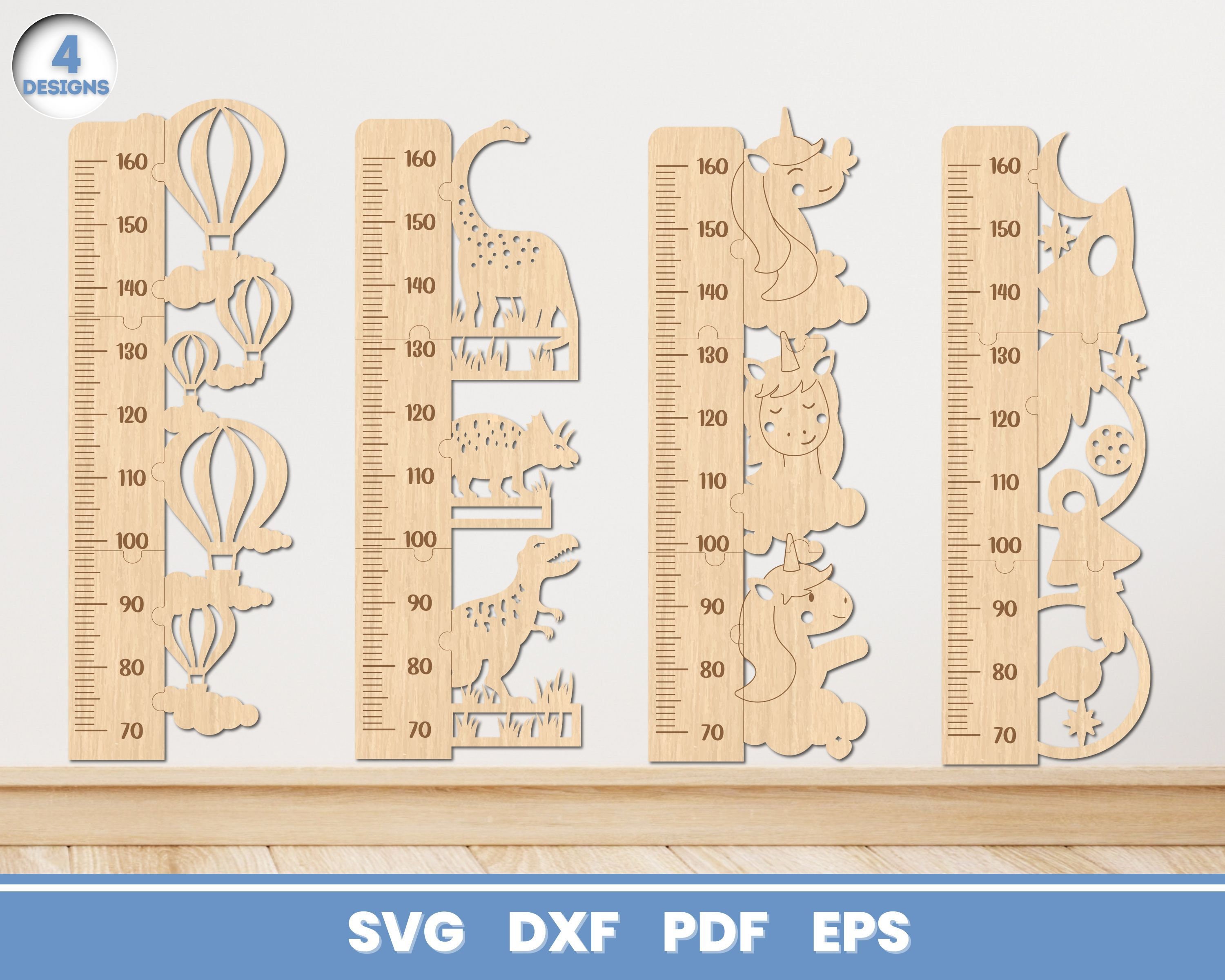 Kids Growth Chart Ruler Bundle, SVG Bundle for Glowforge, Children's ...