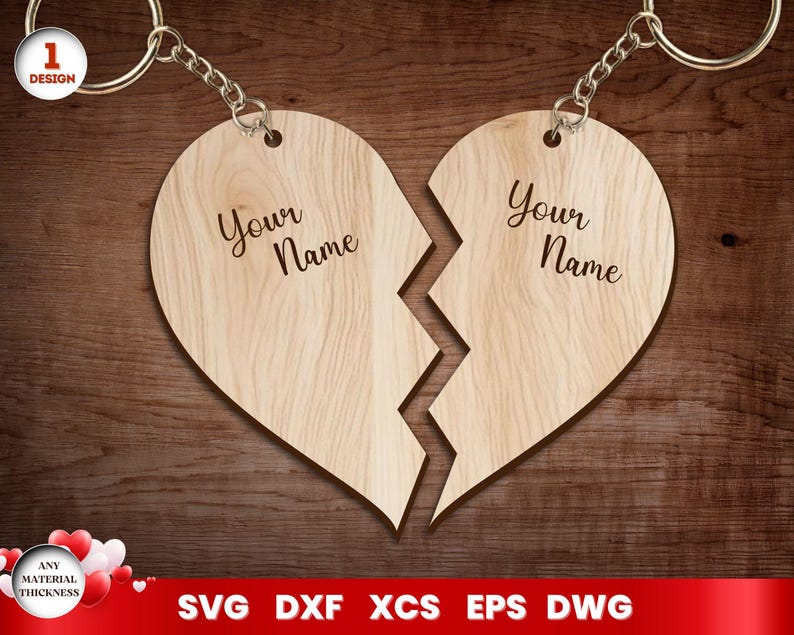 Valentine's Day Hearts Keychains, SVG Bundle for Glowforge, Valentine's ...