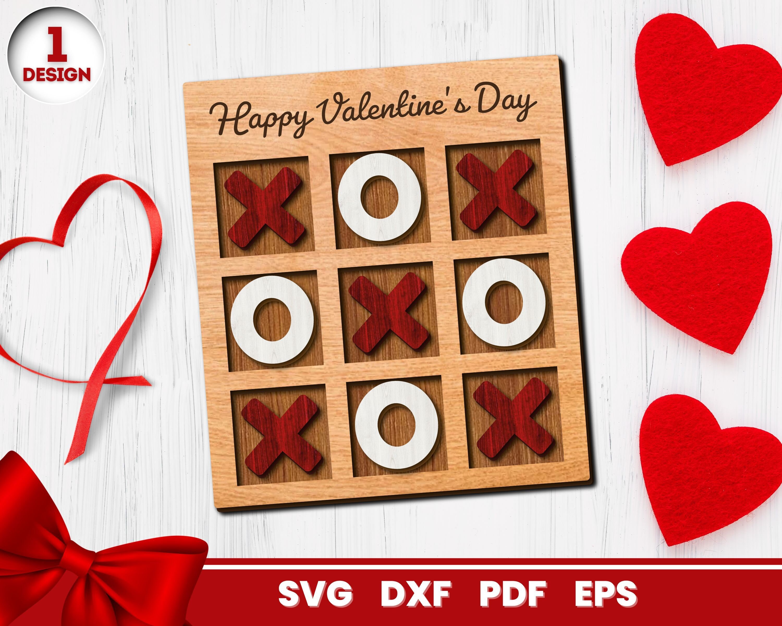 Valentine's Day Tic Tac Toe, SVG Files for Glowforge, Valentine's Day ...