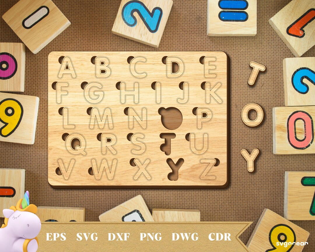 Alphabet Puzzle Laser Cut, Childrens Educational Toy SVG, Puzzle CNC ...