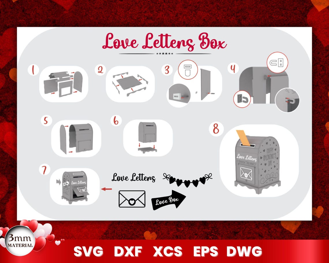 Valentine's Day Mailbox Laser Cut, Files for Glowforge, Valentine's Day ...