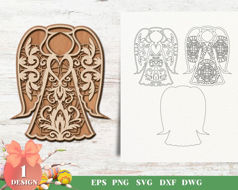 3D Angels Laser Cut Files, SVG Bundle for Glowforge, Christmas, Layered ...