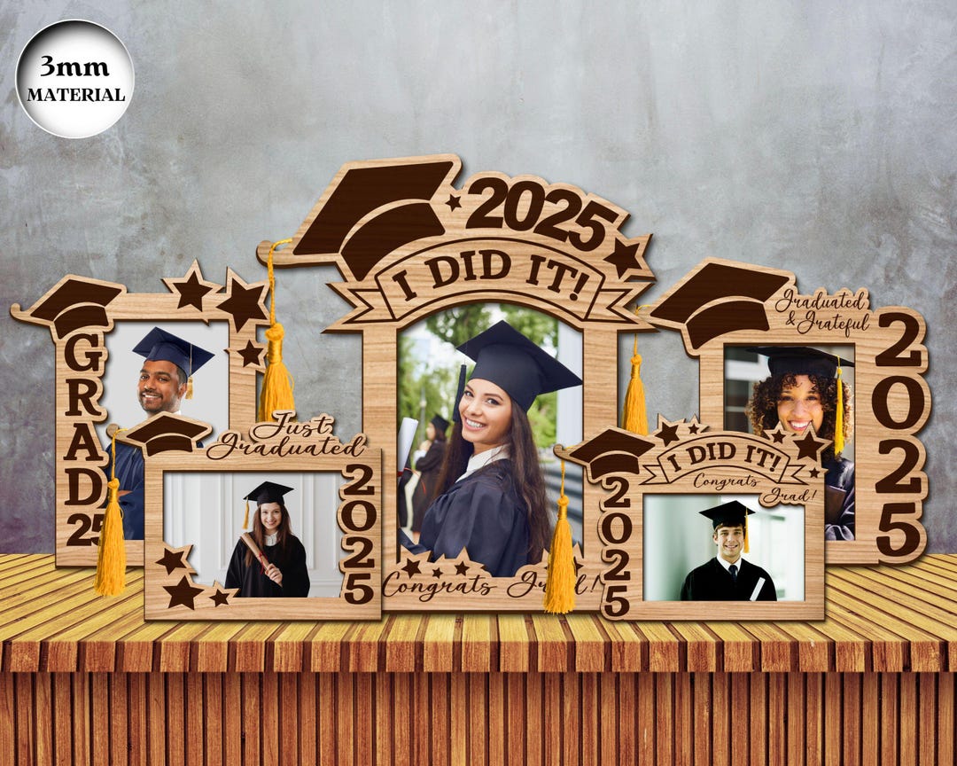 Graduation Photo Frames Bundle, Tassel Holder Laser Cut, Graduation ...