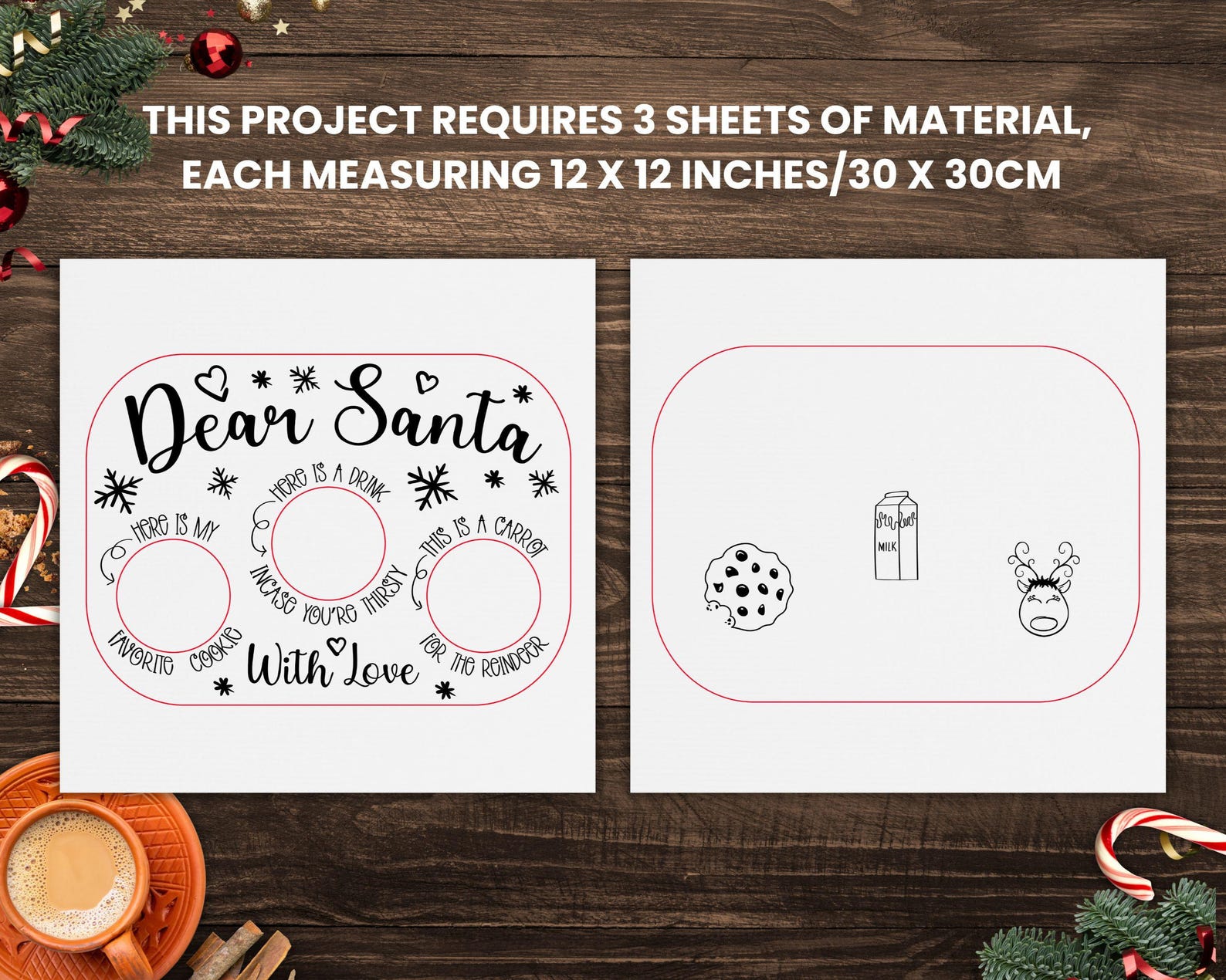 Dear Santa Tray Laser Cut, Cutting Board Treats for Santa, SVG File for ...