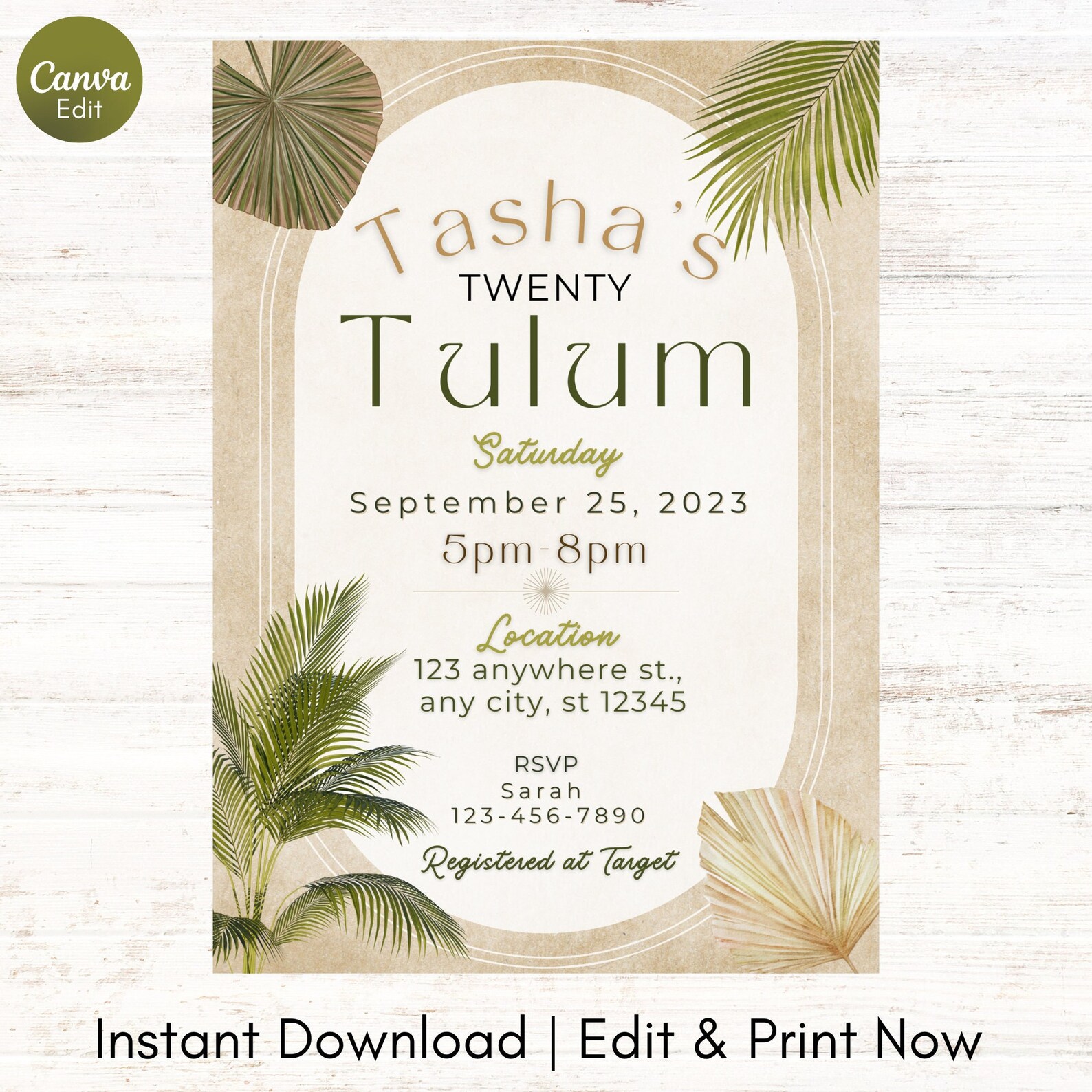 Tulum Birthday Invitation Template Tropical Party Theme - Etsy