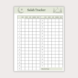Salah Tracker Printable, Muslim Praying Tracker, Prayer Check List ...