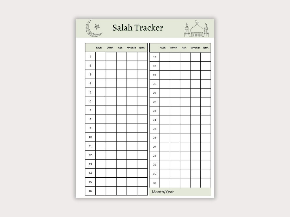 Salah Tracker Printable, Muslim Praying Tracker, Prayer Check List ...