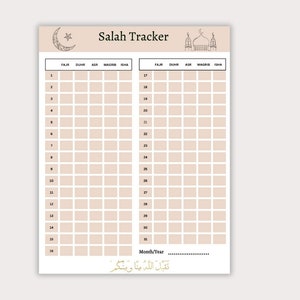 Salah Tracker Printable, Muslim Praying Tracker, Prayer Check List ...