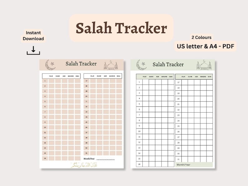 Salah Tracker Printable, Muslim Praying Tracker, Prayer Check List ...
