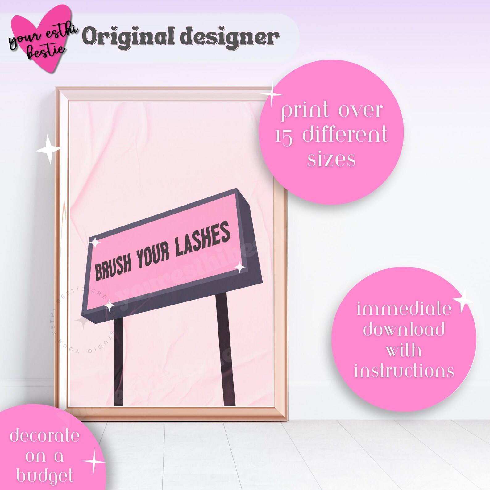 Billboard Brush Your Lashes Wall Art Printable, Esthi Digital Art ...