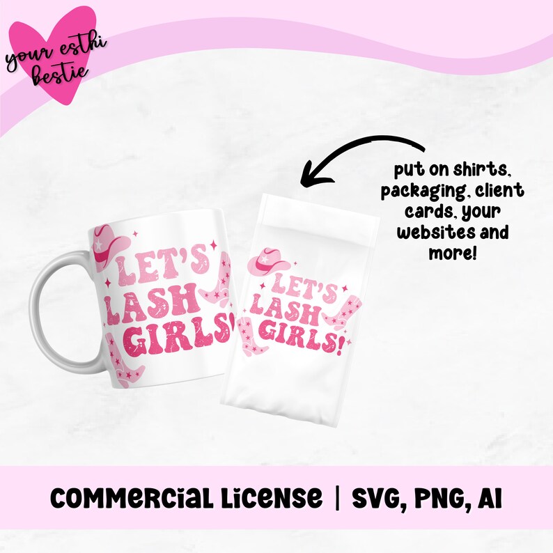 Let's Lash Girls SVG Digital Download| Pink Preppy Western SVG for Estheticians and Lash ...
