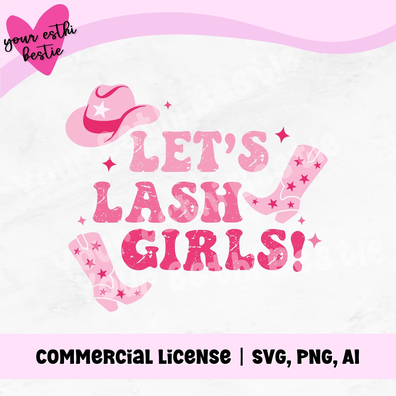Let's Lash Girls SVG Digital Download| Pink Preppy Western SVG for ...