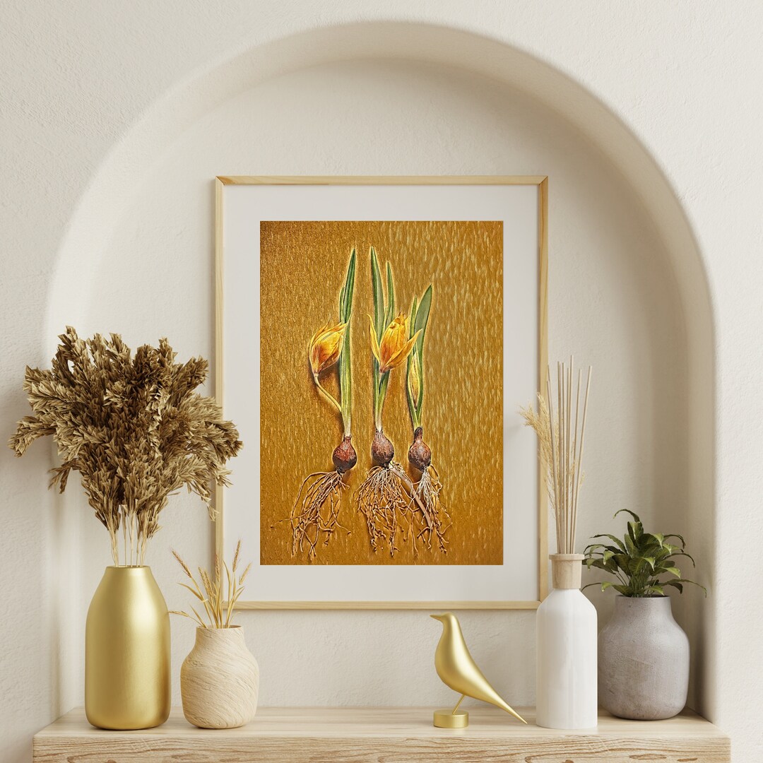 Yellow Crocus Art,modern Plant Photo Download,wall Art of Flower ...
