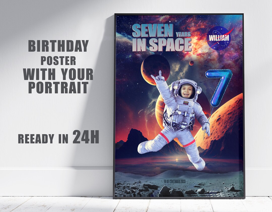 Custom Portrait, Birthday Gift, Nasa Space Style Poster, Astronaut ...