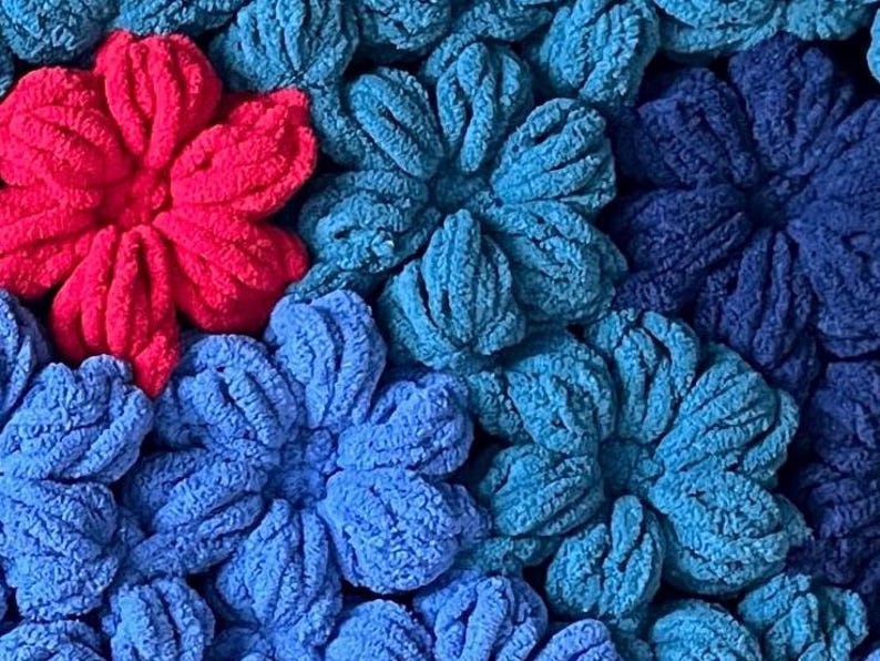 Field of Puff Flowers Afghan. Crib Size / Throw Size. Made to Order and ...