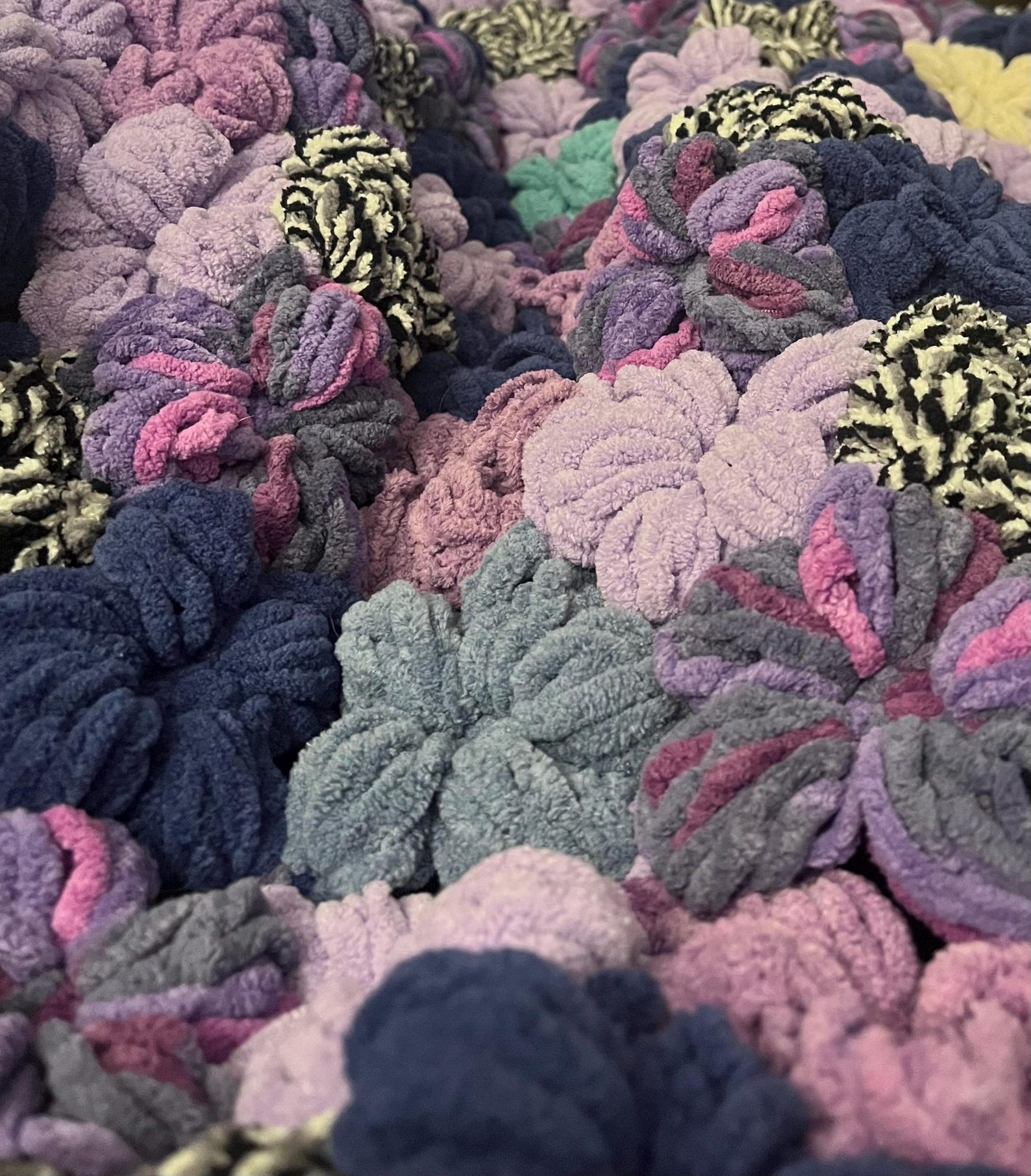 Field of Puff Flowers Afghan. Crib Size / Throw Size. Made to Order and ...