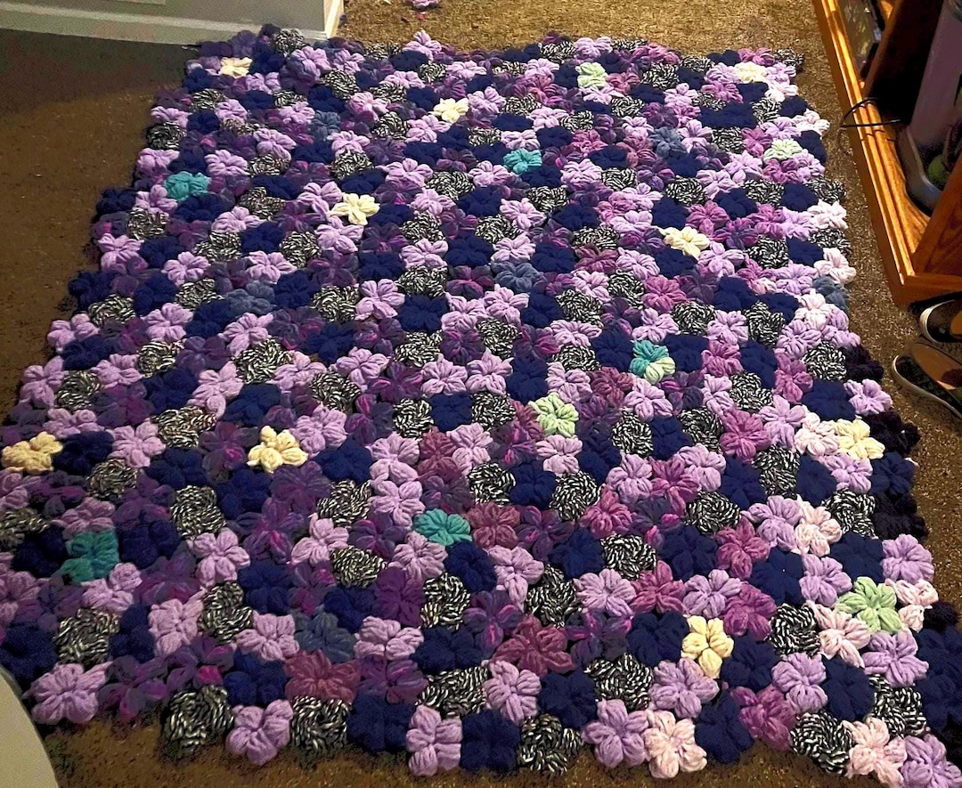 Field of Puff Flowers Afghan. Crib Size / Throw Size. Made to Order and ...