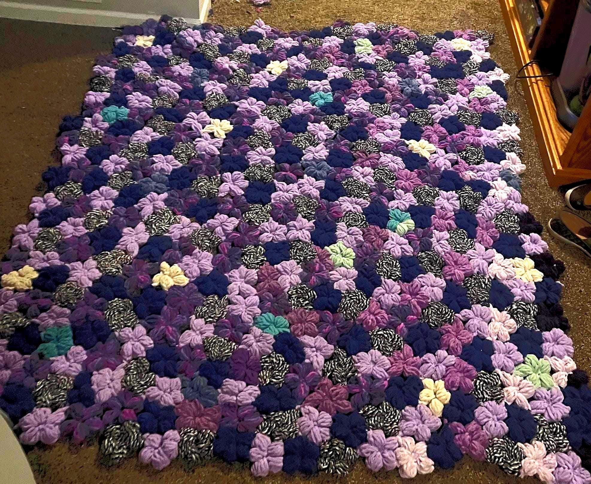 Field of Puff Flowers Afghan. Crib Size / Throw Size. Made to Order and ...