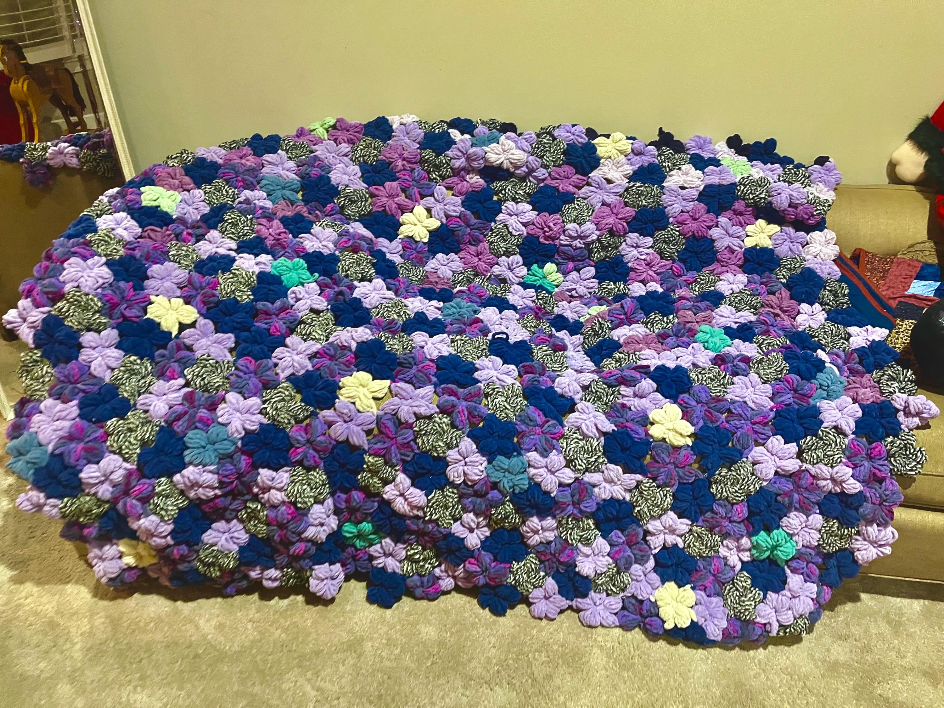Field of Puff Flowers Afghan. Crib Size / Throw Size. Made to Order and ...